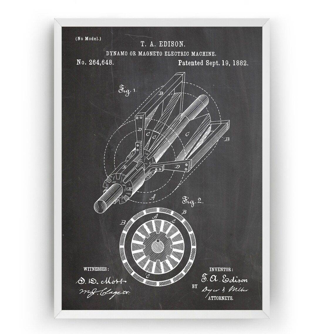 Thomas Edison Dynamo Electric Generator 1882 Patent Print - Etsy