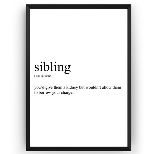 Siblings Definition Wall Art DIY Definition Print Dictionary - Etsy