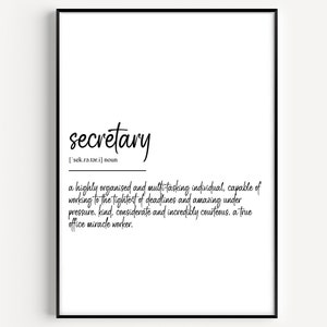 Secretary Definition Print - Etsy