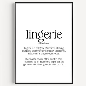 Lingerie Definition Print - Etsy