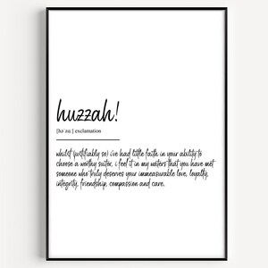 Huzzah Definition Print - Etsy