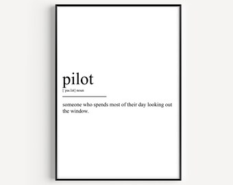 Pilot Definition Printable Wall Art Pilot Dictionary Poster Fun Prints Minimalist Dictionary ...