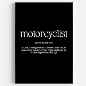Motorcyclist Definition Print - Etsy