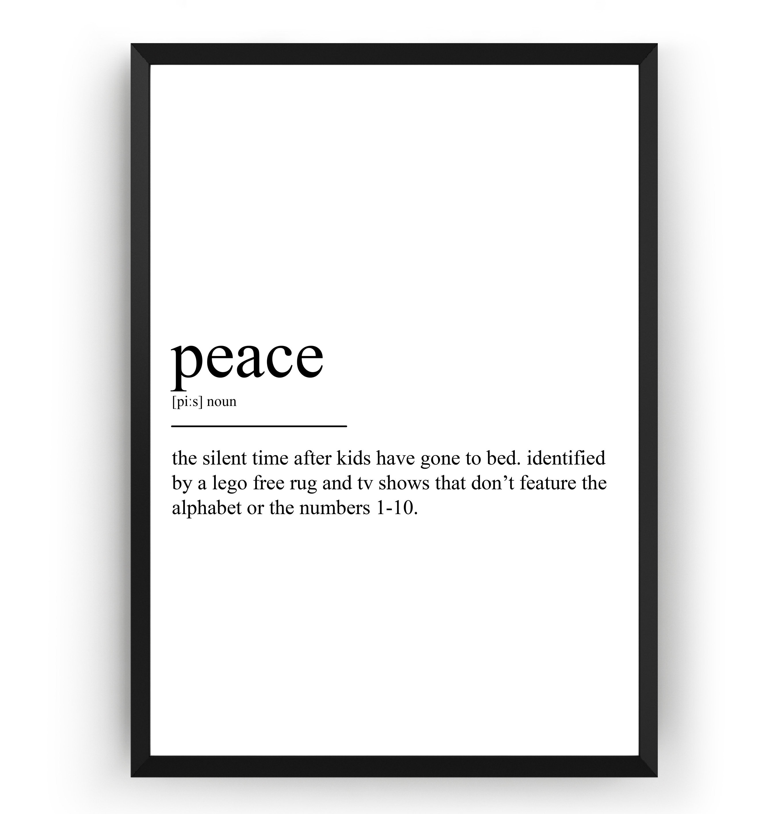 Peace Definition Print - Etsy