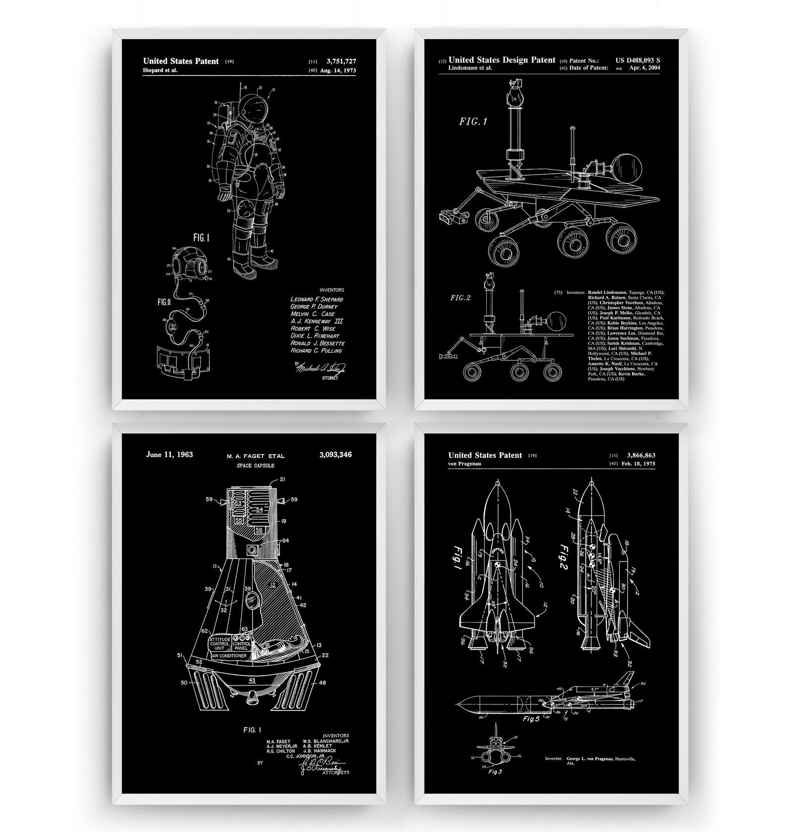 Outer Space Set of 4 Patent Prints NASA Patent Wall Art - Etsy