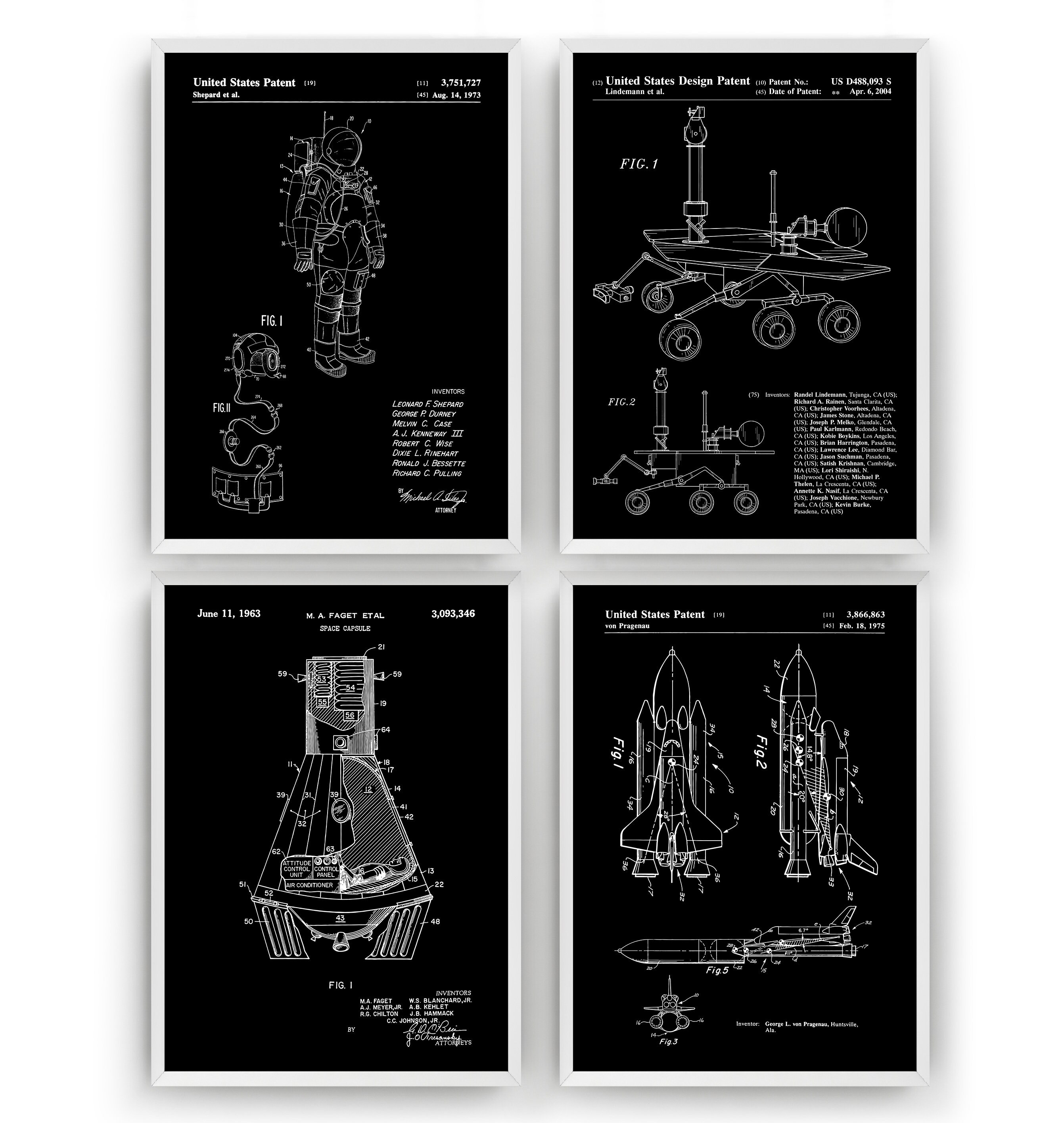 Outer Space Set of 4 Patent Prints NASA Patent Wall Art | Etsy UK