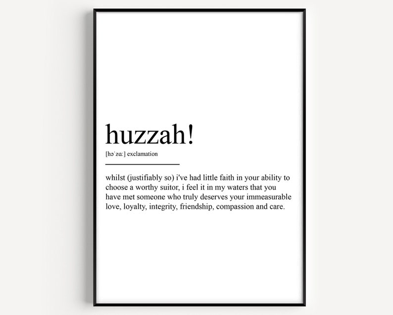 Huzzah Definition Print - Etsy