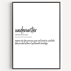 Underwriter Definition Print - Etsy