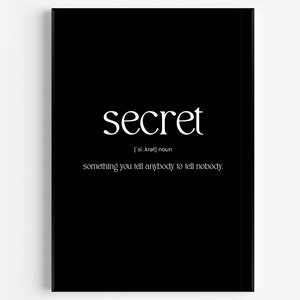 Secret Definition Print - Etsy