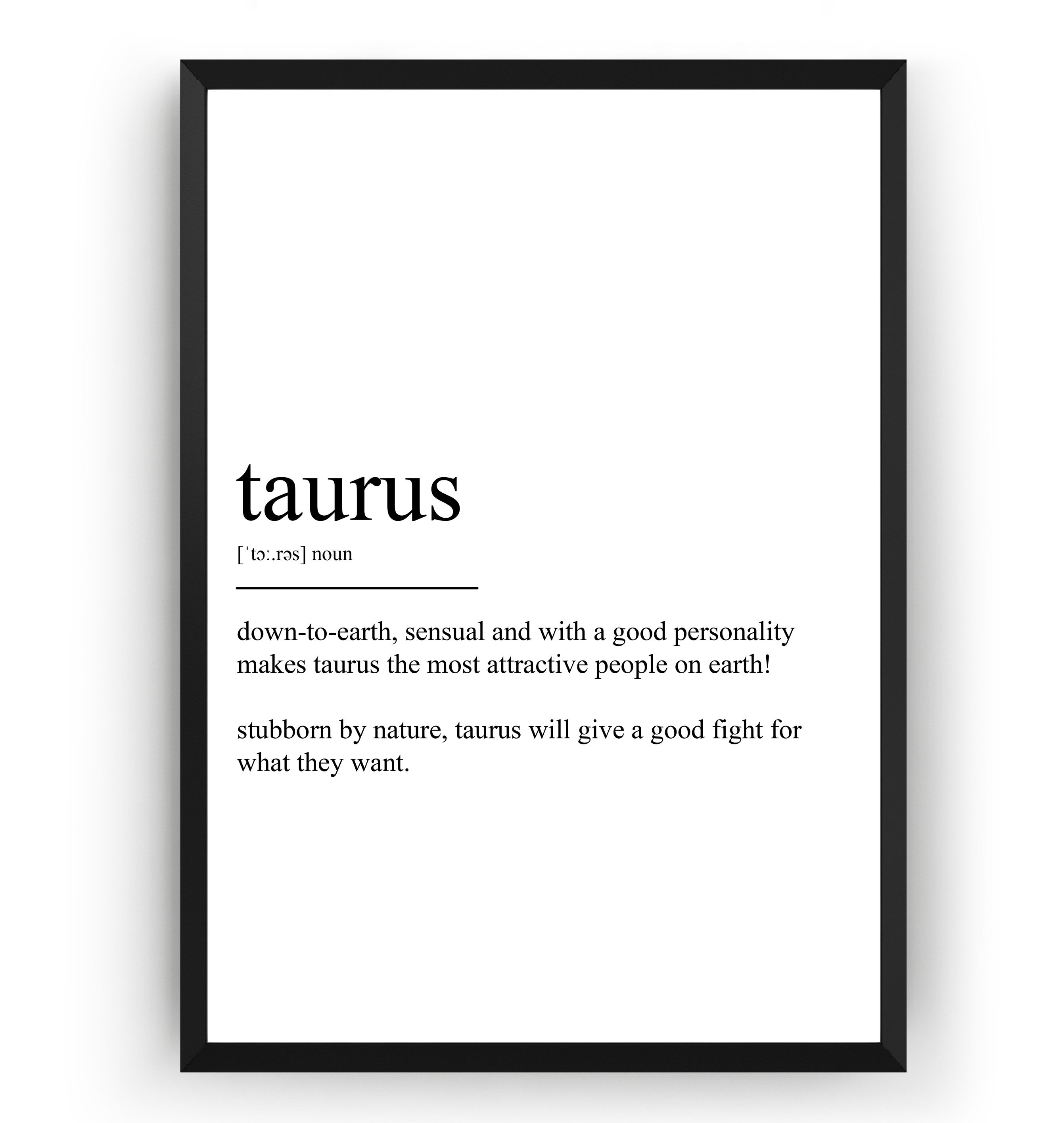Taurus Definition Print | Etsy
