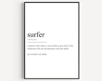 Surfer Definition Print Gift for Surfer Surfer Quote Surfing Quotes ...