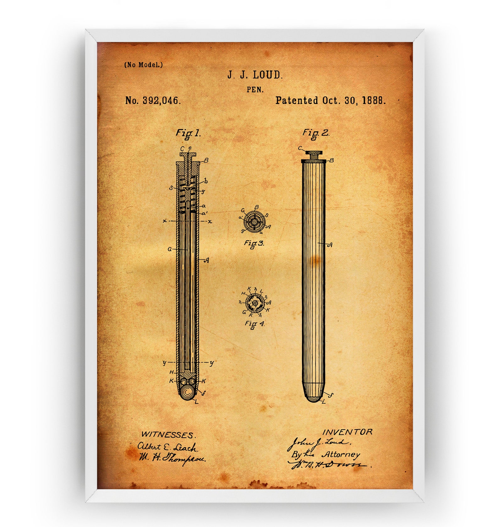 Ballpoint Pen 1888 Patent Print Office Wall Art Decor Writers - Etsy
