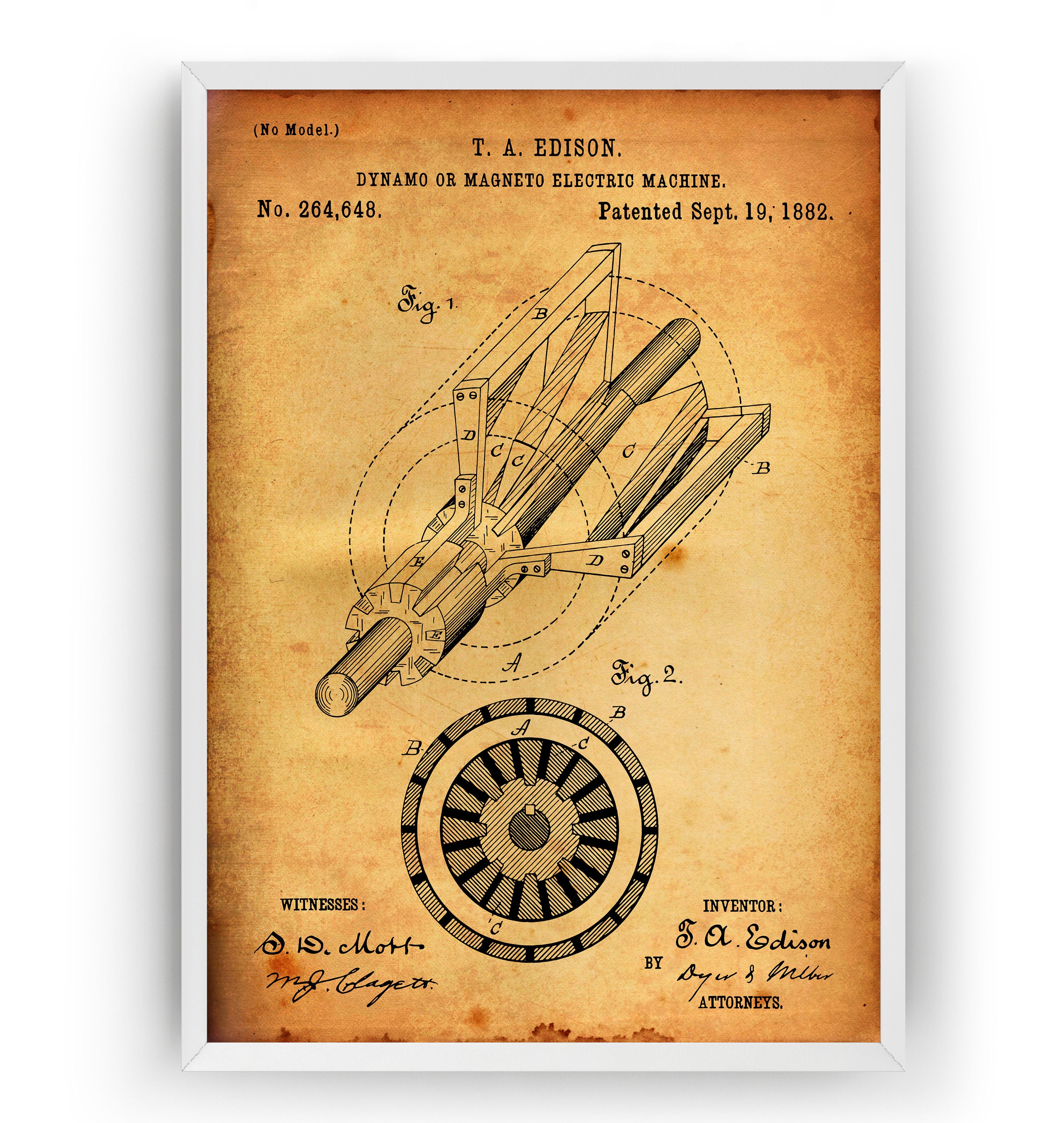 Edison Dynamo Electric Generator 1882 Patent Print Wall Art - Etsy UK