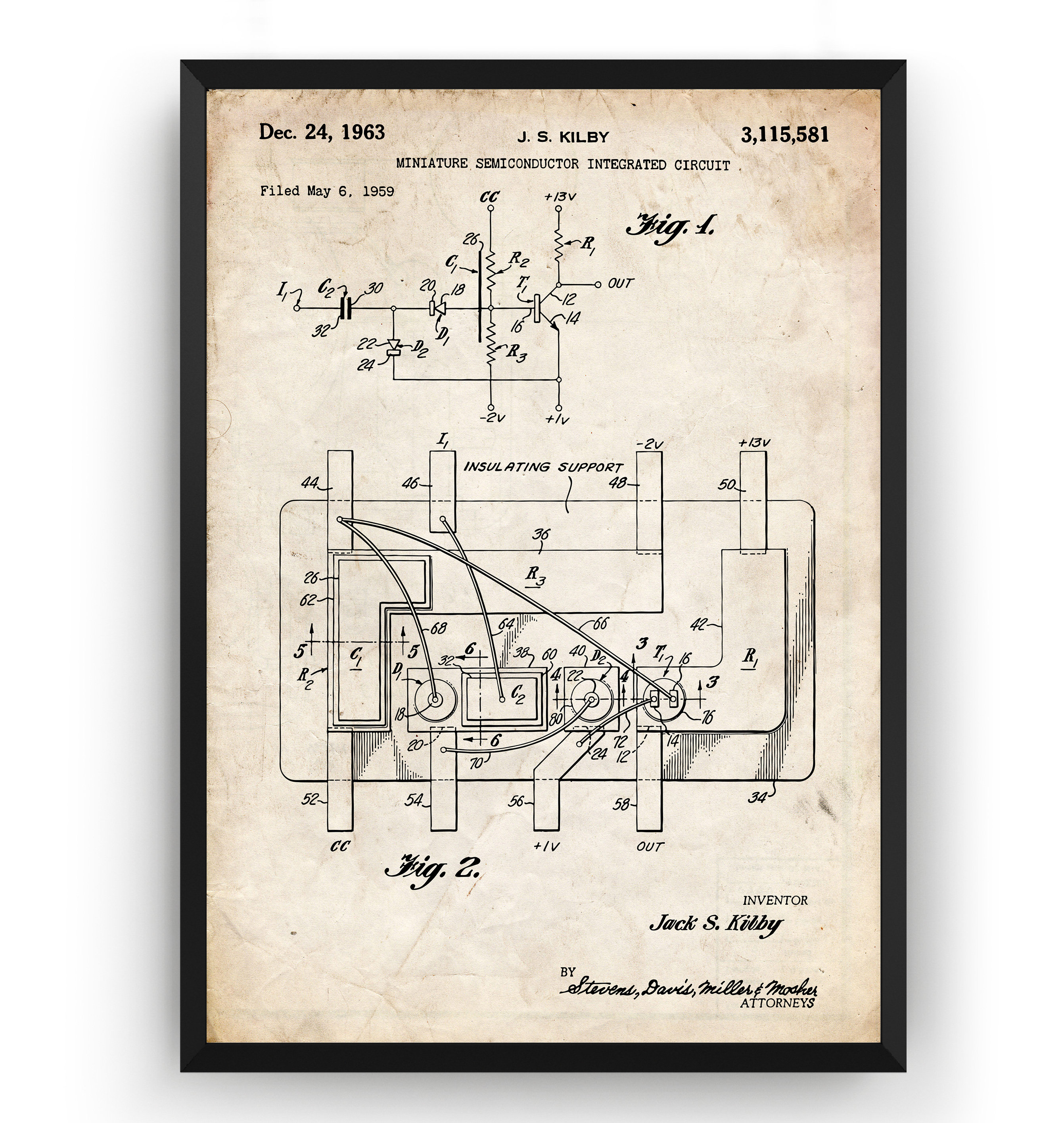 First Integrated Circuit 1963 Patent Print Wall Art Poster - Etsy UK