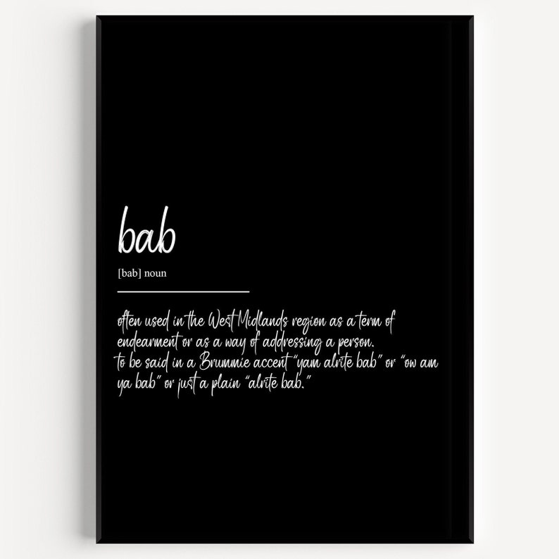 Bab Definition Print - Etsy UK