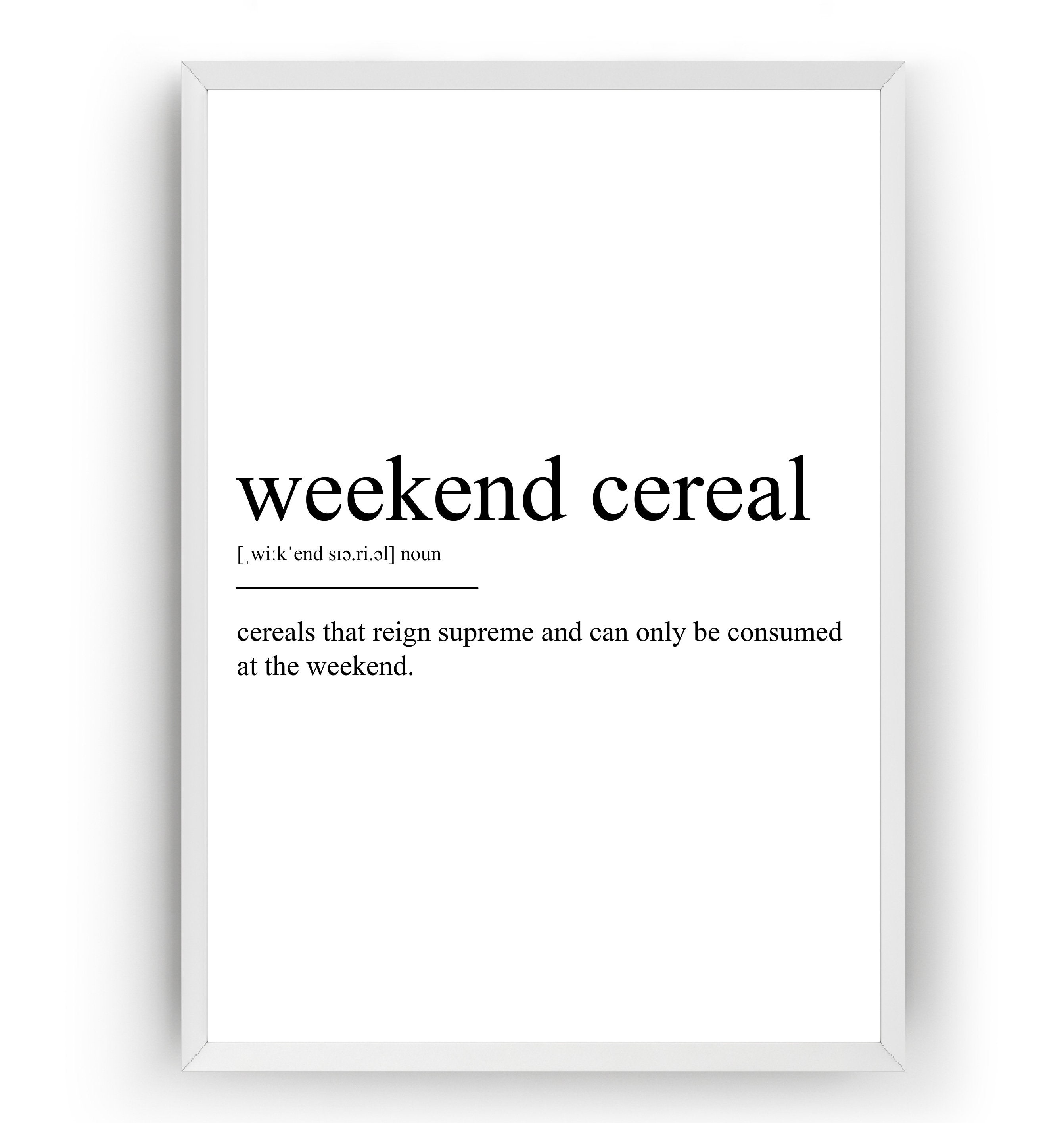 Weekend Cereal Definition Print | Etsy