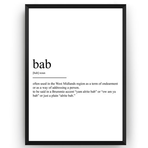 Bab Definition Print - Etsy UK