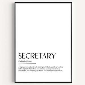 Secretary Definition Print - Etsy