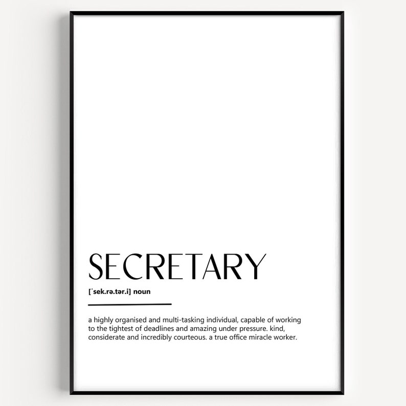 Secretary Definition Print - Etsy