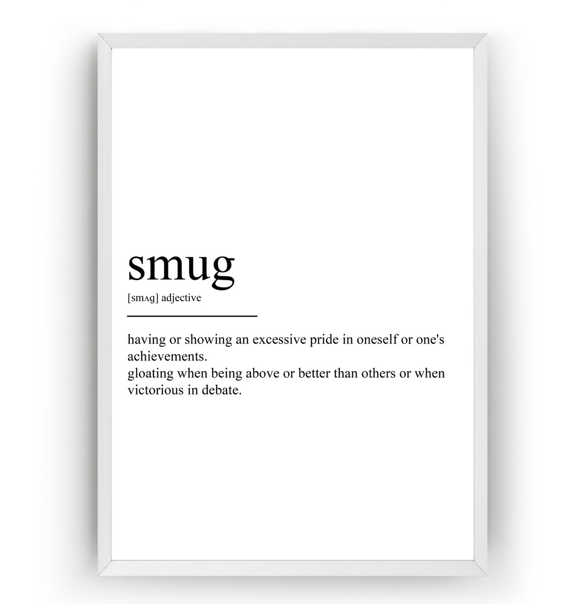 Smug Definition Print | Etsy