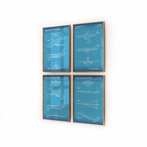 Boeing Aircraft Set of 4 Patent Prints, Aviation Wall Art, Airplane ...
