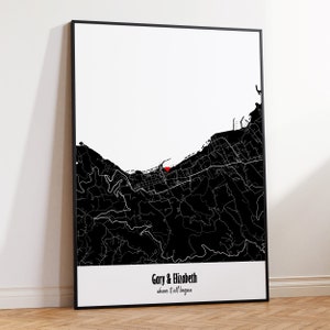 Mono City Map Print, Custom Travel Decor Gift, Personalized City Map ...