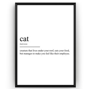 Cat Definition Print Cat Definition Wall Art Print Cat Lover - Etsy