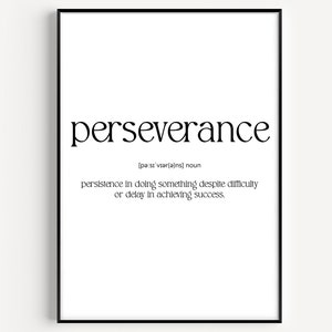 Perseverance Definition Print Version 3 - Etsy
