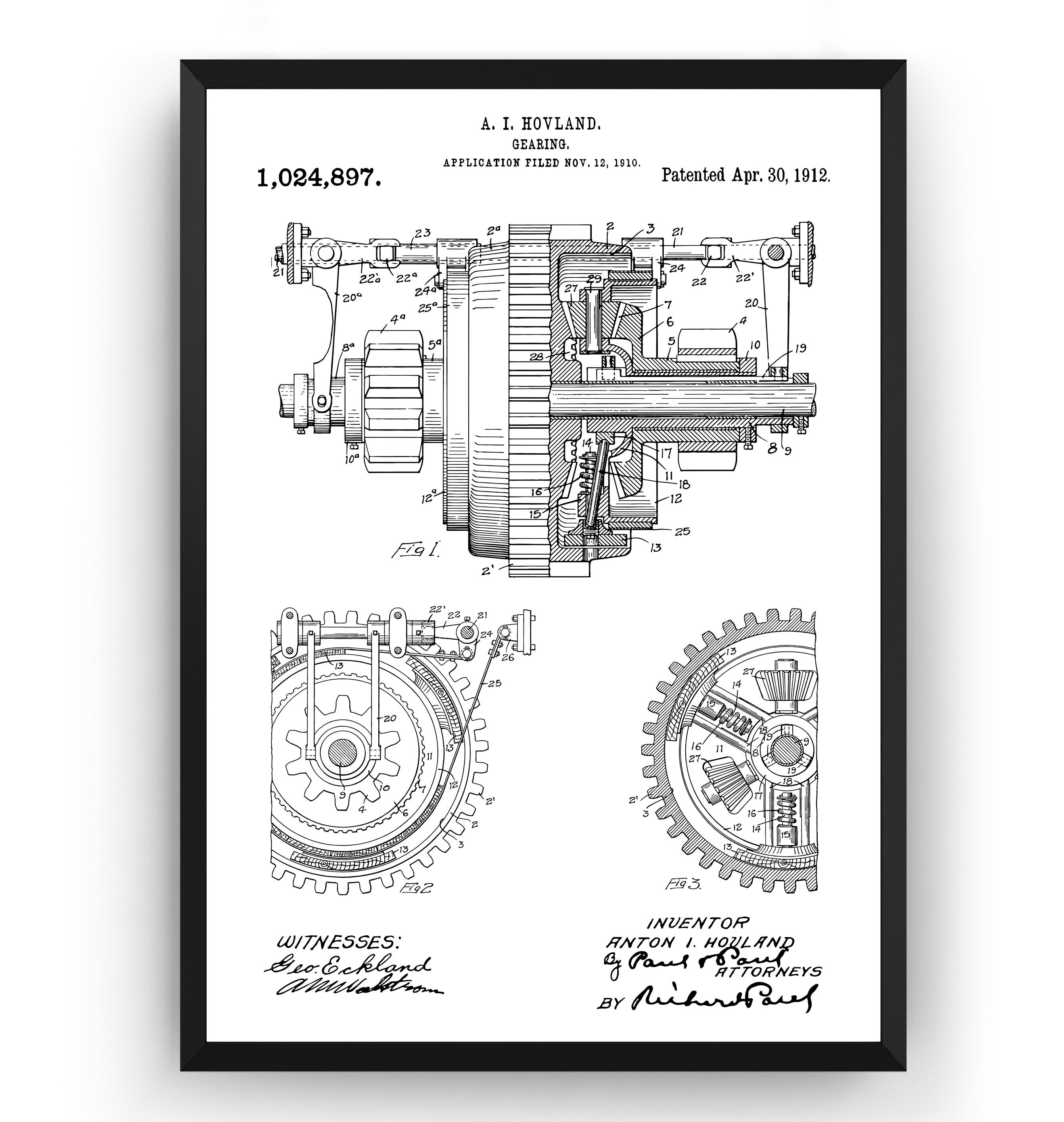 Mechanical Gearing 1912 Patent Print Wall Art Poster Engineer - Etsy UK