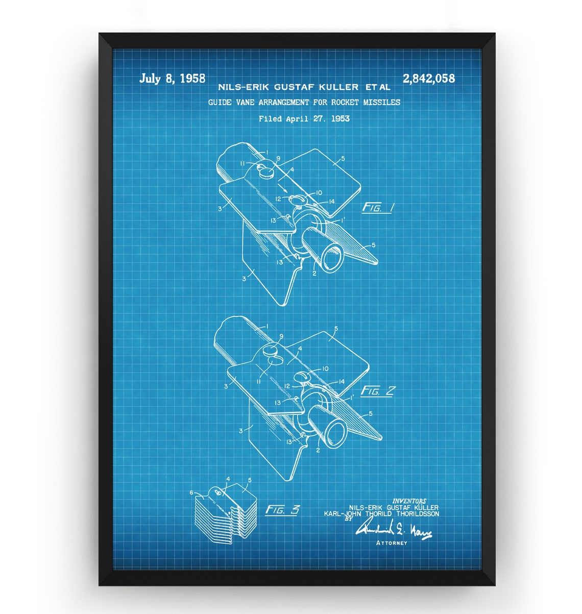 Guide Vane Arrangement for Rocket Missile 1958 Patent Print - Etsy