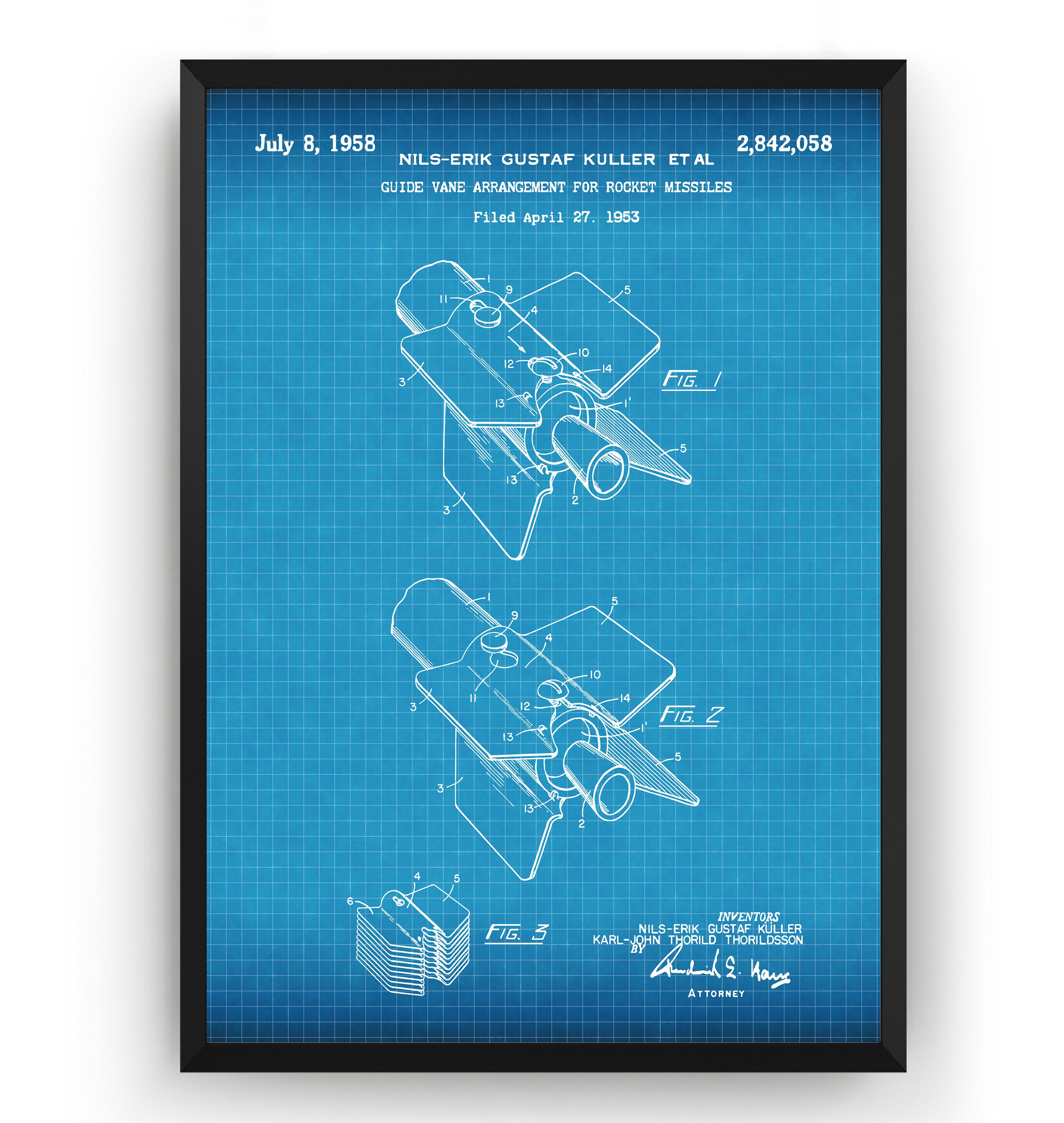 Guide Vane Arrangement for Rocket Missile 1958 Patent Print - Etsy