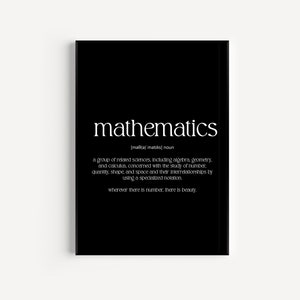 Mathematics Definition Print - Etsy UK