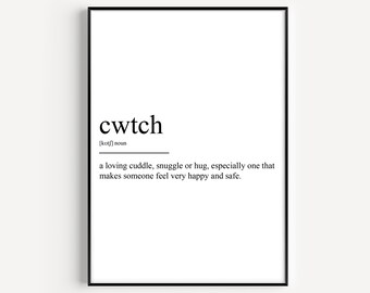 Cwtch Definition Print Welsh Gifts Dictionary Art Print Rustic Home ...