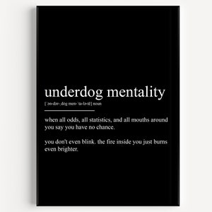 Underdog Mentality Definition Print - Etsy