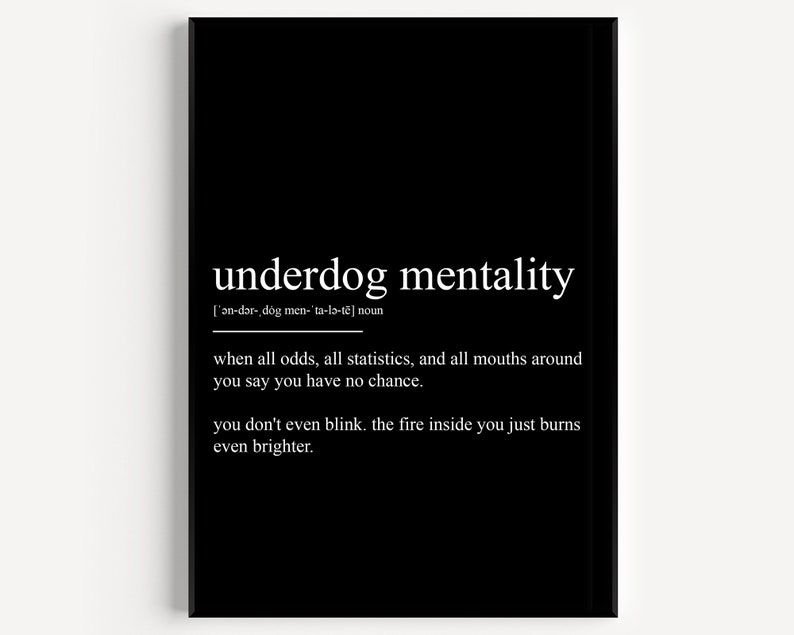Underdog Mentality Definition Print - Etsy UK