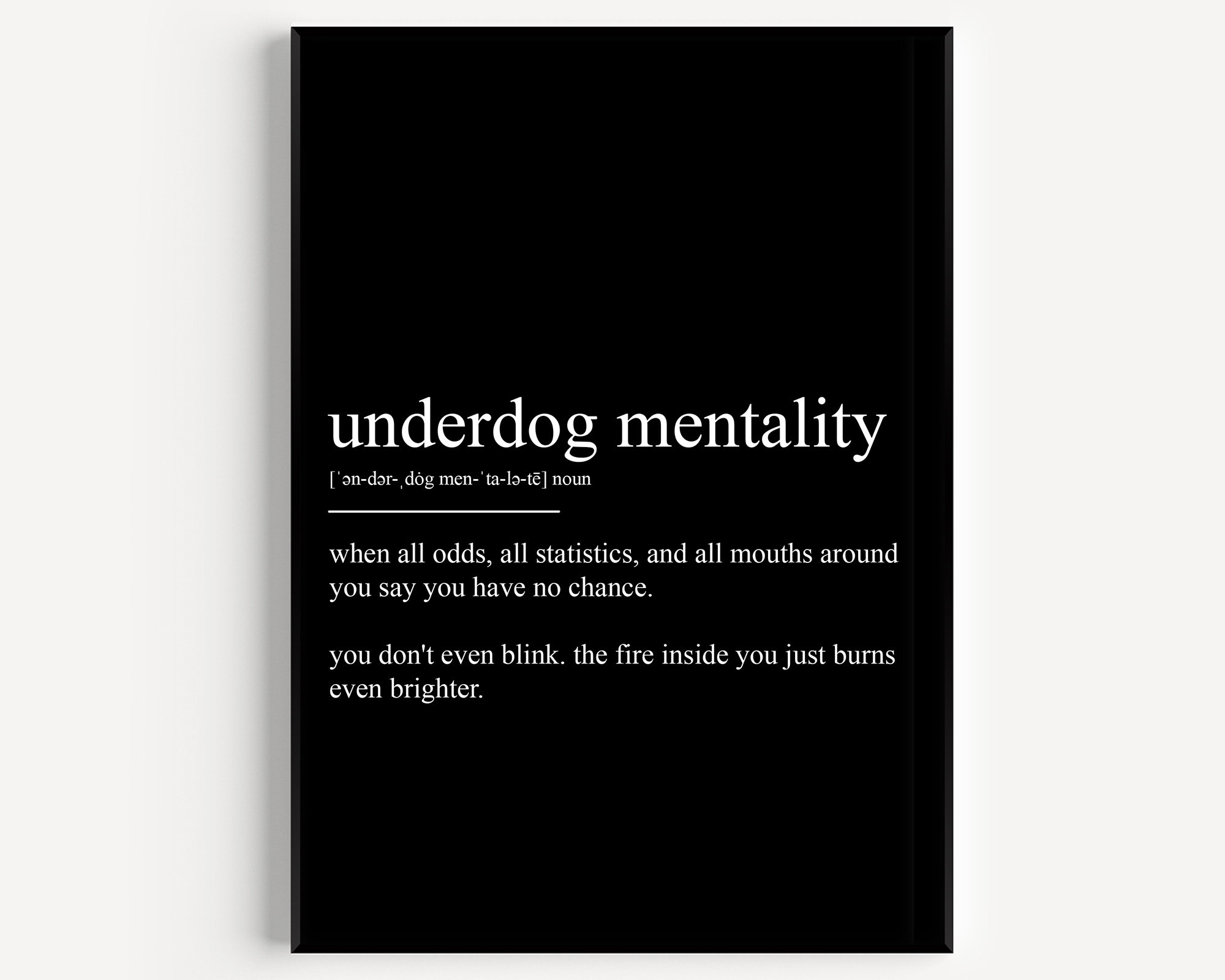 Underdog Mentality Definition Print - Etsy UK