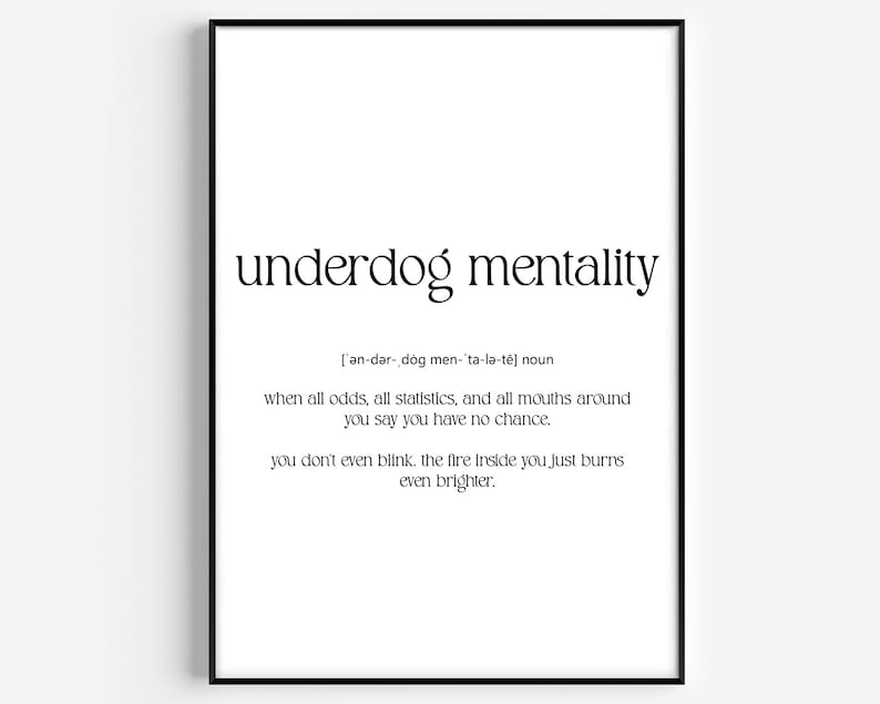 Underdog Mentality Definition Print - Etsy UK