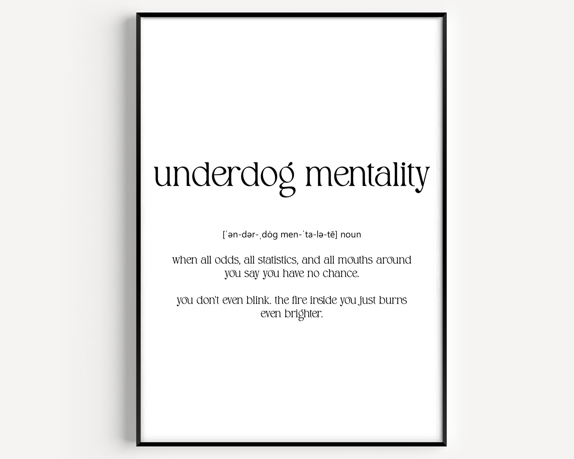 Underdog Mentality Definition Print - Etsy UK