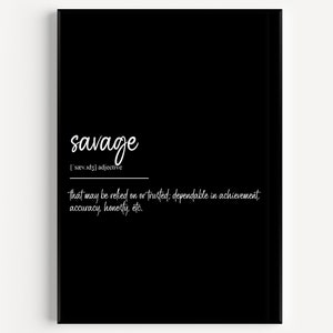 Savage Definition Print - Etsy