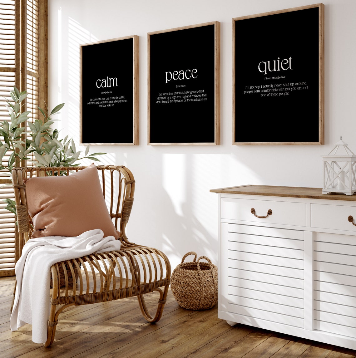 Calm, Peace, Quiet Set of 3 Definition Prints - Etsy
