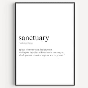 Sanctuary Definition Print - Etsy