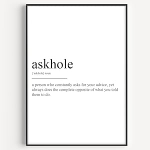 Askhole Definition Print - Etsy