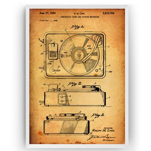 Record Player 1950 Patent Print Wall Art Poster Blueprint - Etsy UK