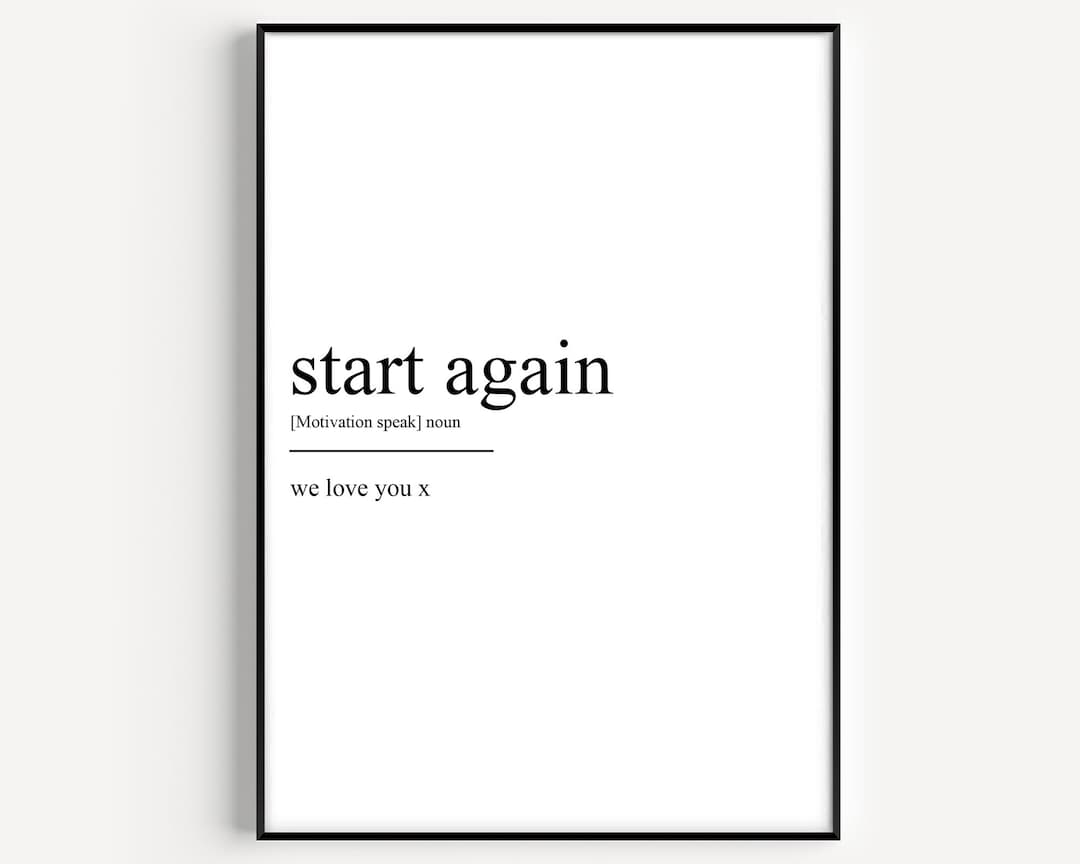 Start Again Definition Print - Etsy