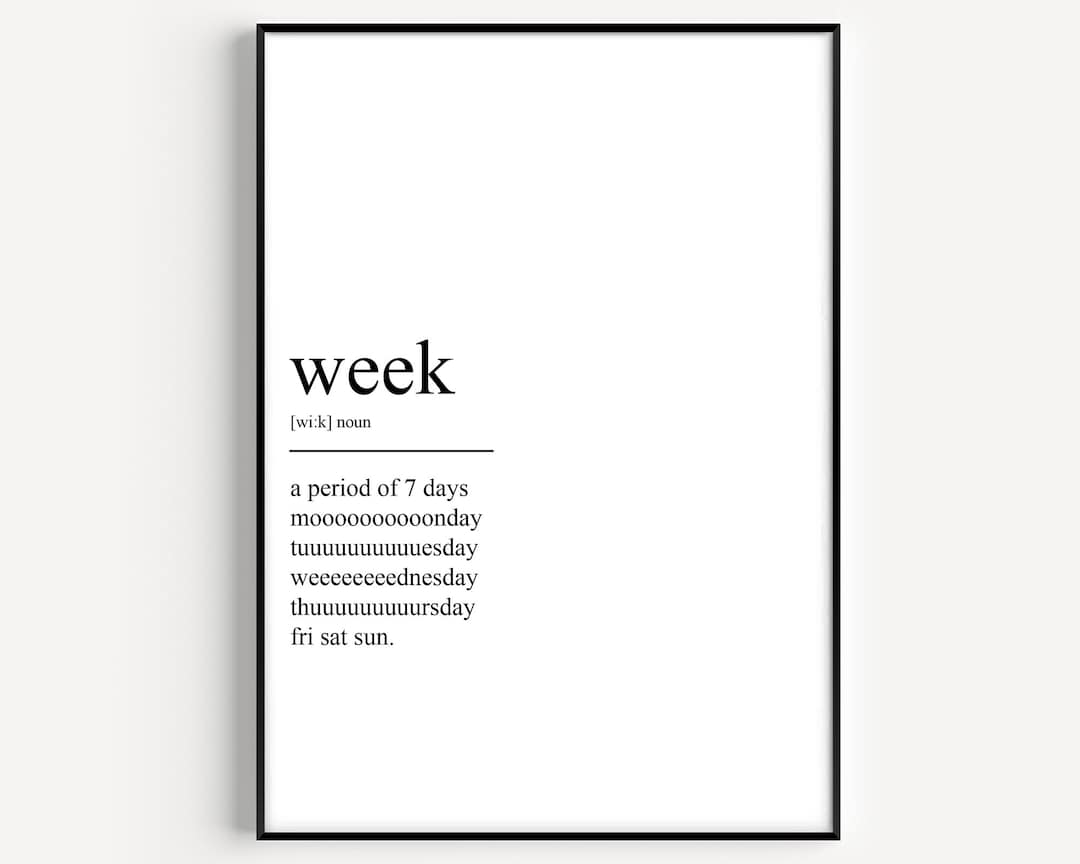 Week Definition Print - Etsy