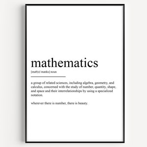 Mathematics Definition Print - Etsy UK