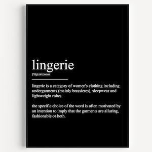 Lingerie Definition Print - Etsy