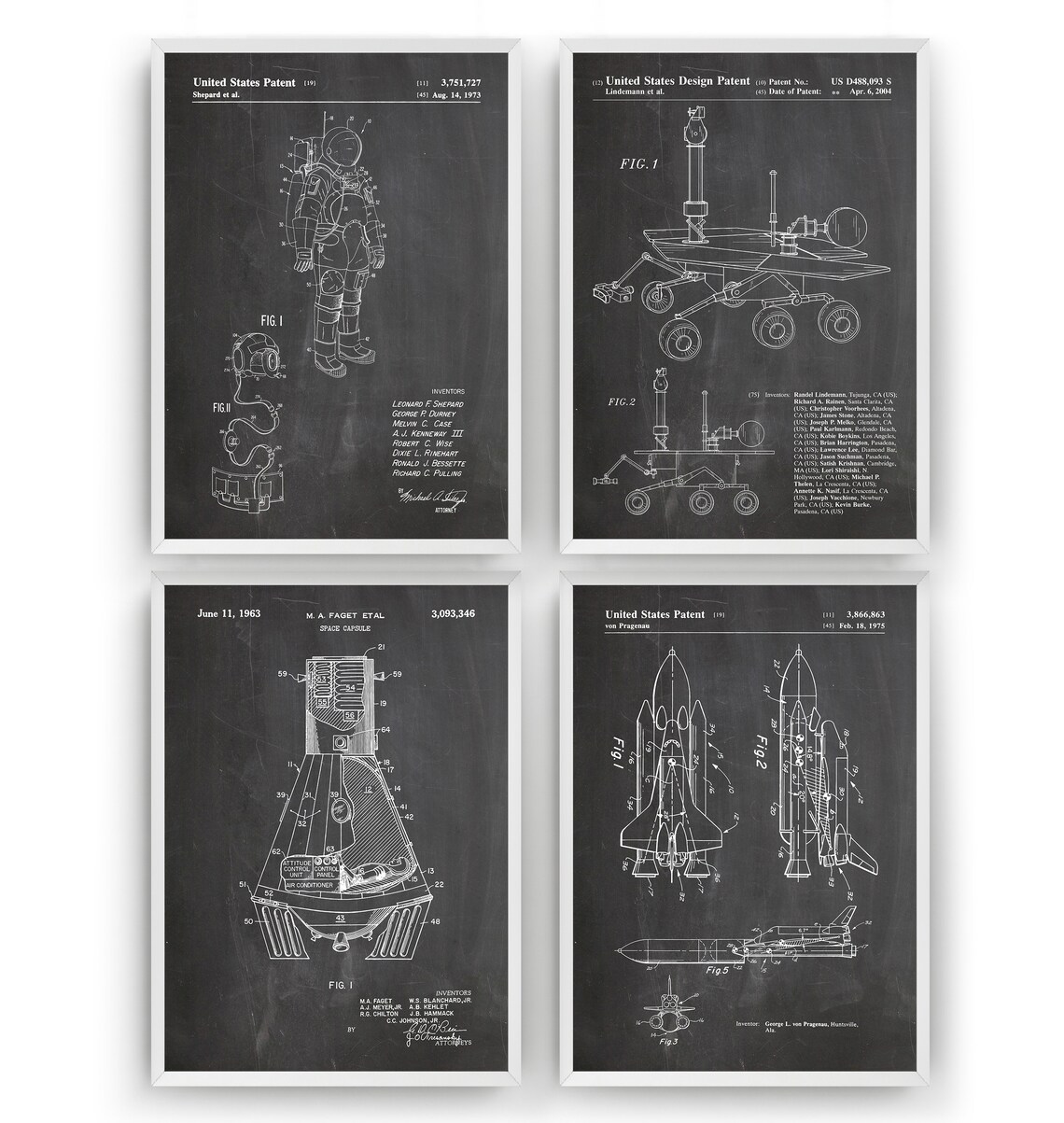 Outer Space Set of 4 Patent Prints NASA Patent Wall Art | Etsy UK