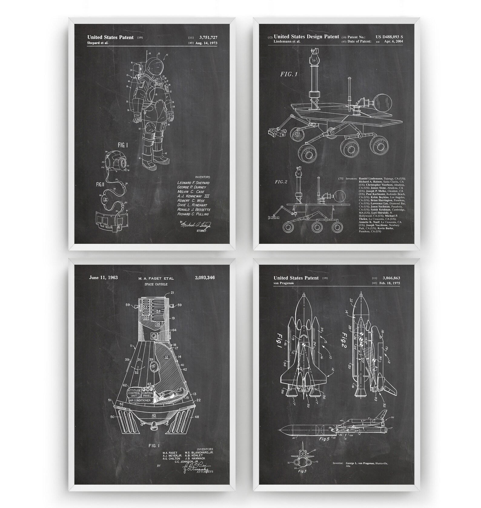 Outer Space Set of 4 Patent Prints NASA Patent Wall Art - Etsy
