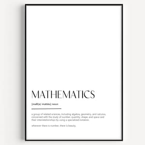 Mathematics Definition Print - Etsy UK